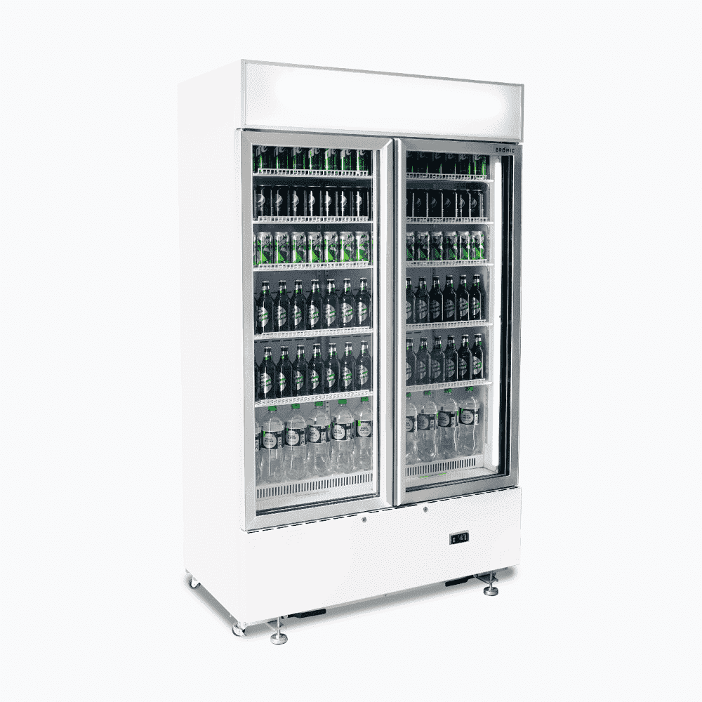 Upright Display Fridge - 960L - 2 Doors - Flat Glass - Cassette - Whit ...