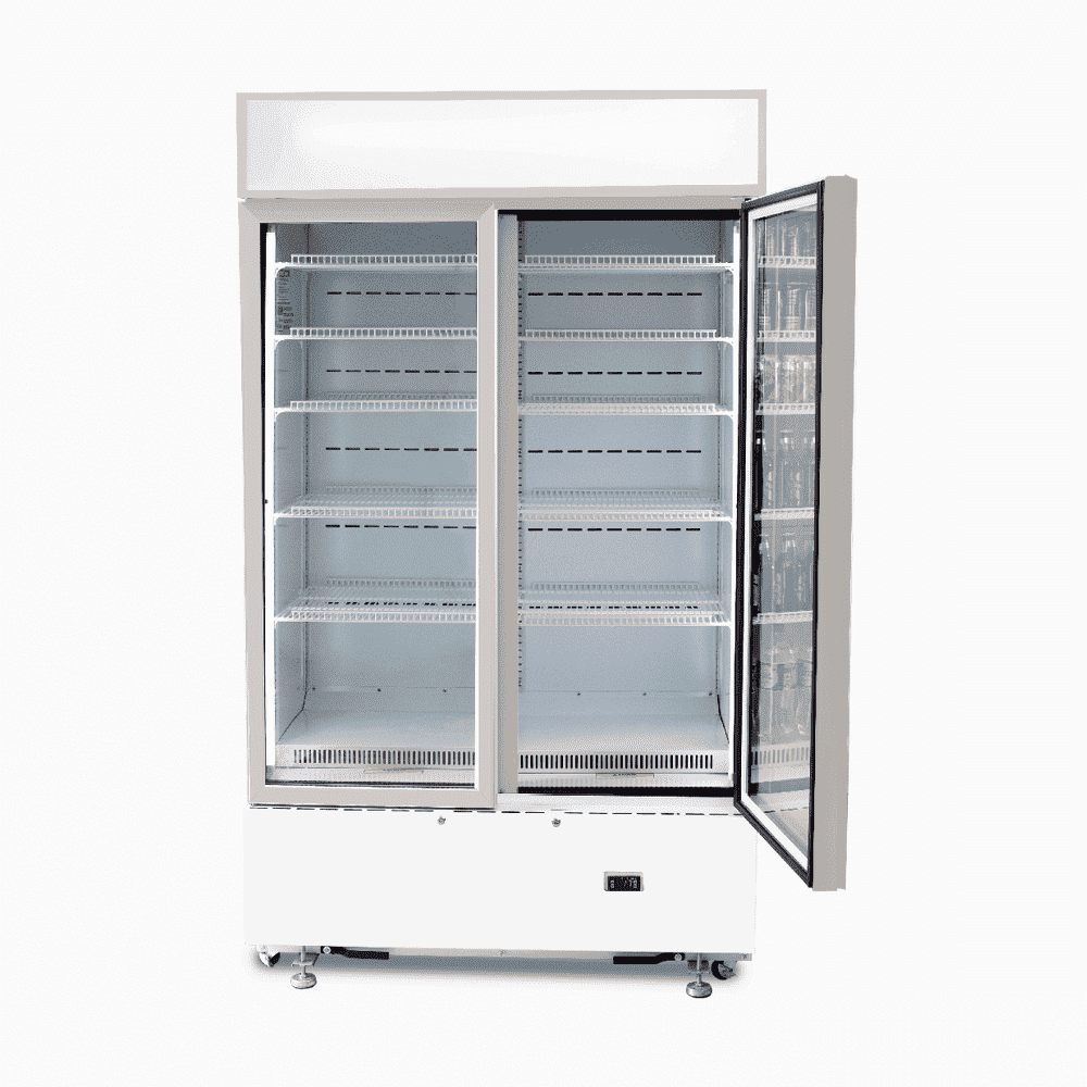 Upright Display Fridge - 960L - 2 Doors - Flat Glass - Cassette - Whit ...