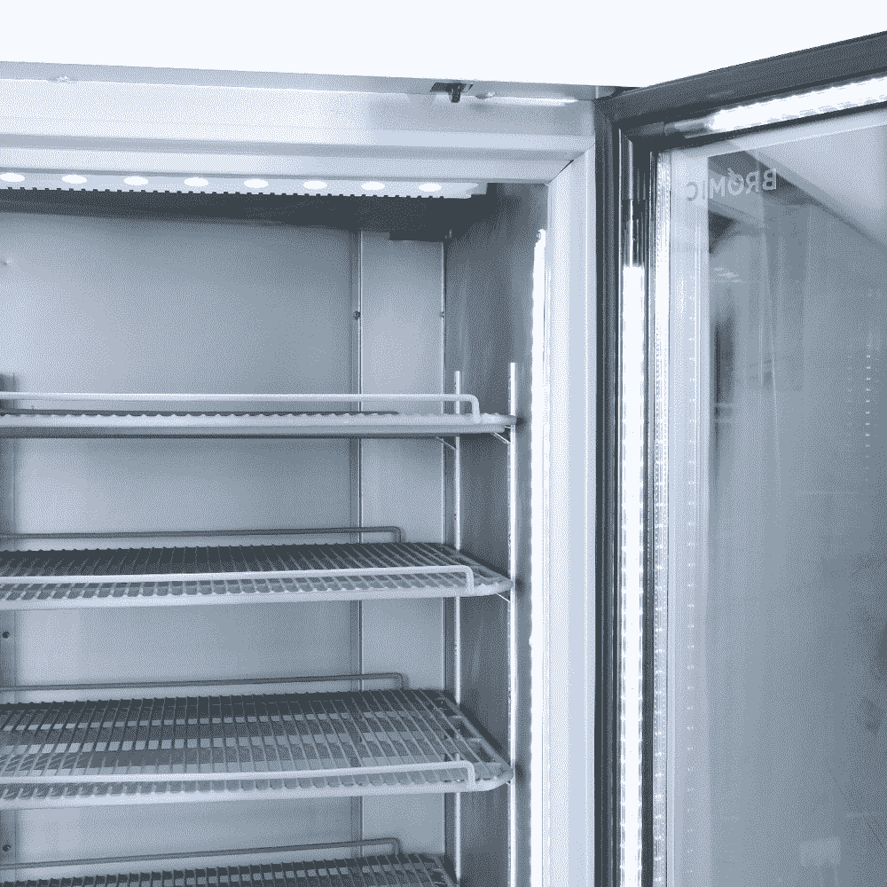 Upright Display Fridge - 1082L - 2 Door - Flat Glass - Lightbox - Silv ...